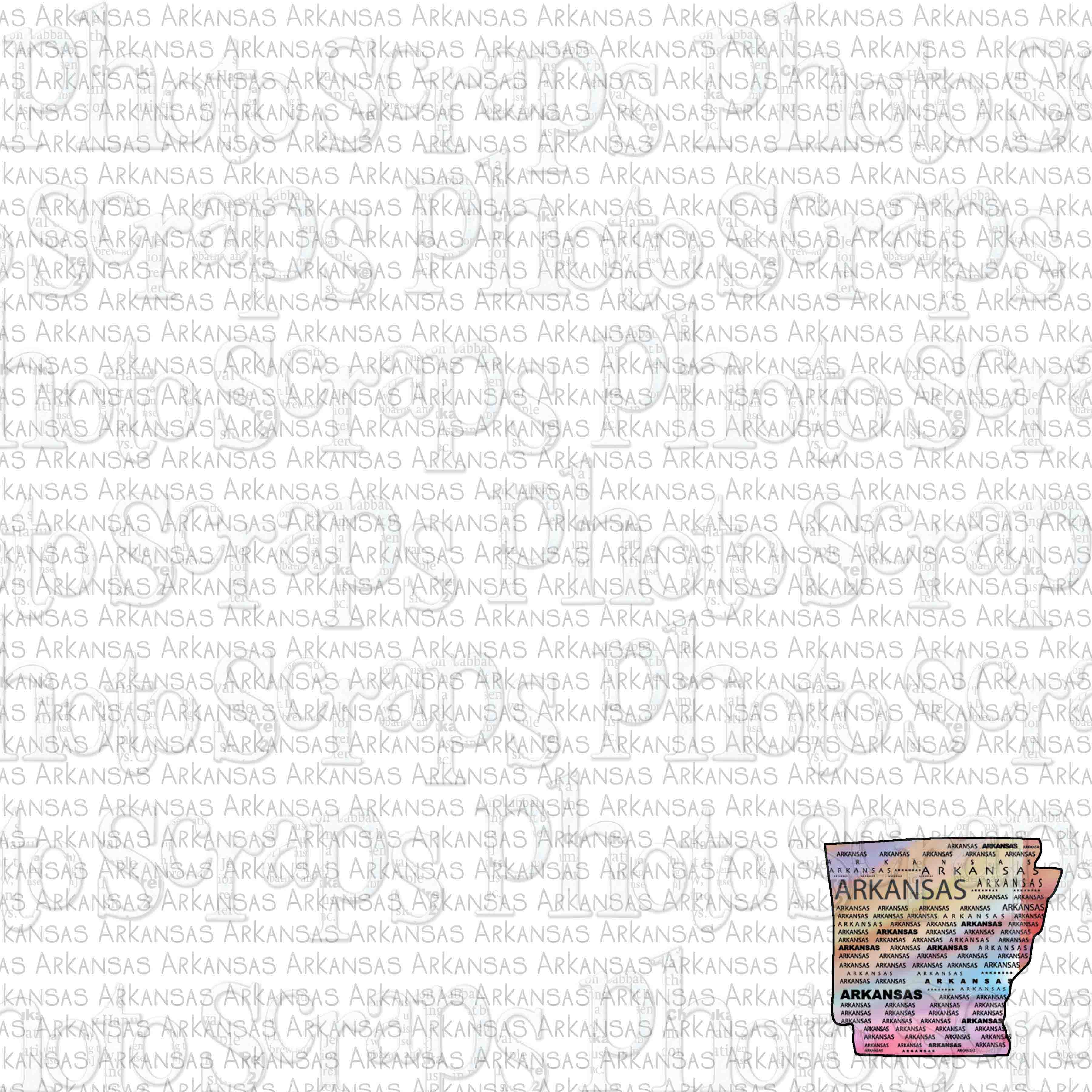 Arkansas State Shape Repeat Word Paper – Photo Scraps