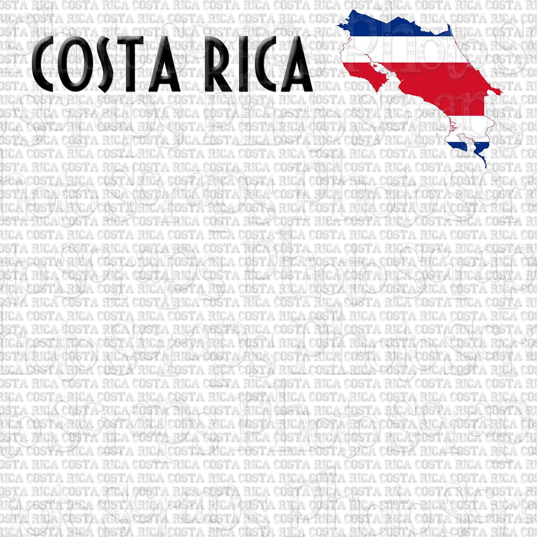 Costa Rica title with flag map – Photo Scraps